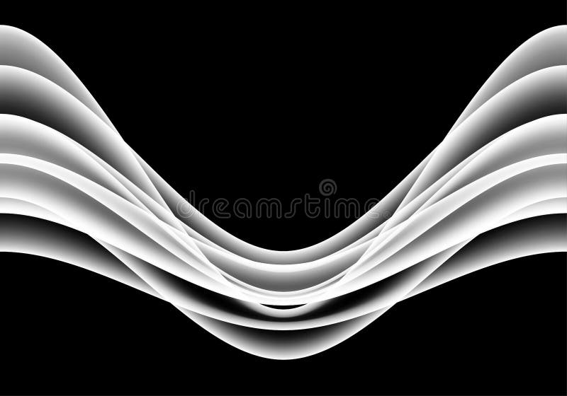 White Wave Curve Wing Shape on Black Background Vector Illustration ...
