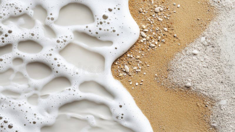 White Wave Foam on Beige and Brown Sand Beach Stock Illustration ...