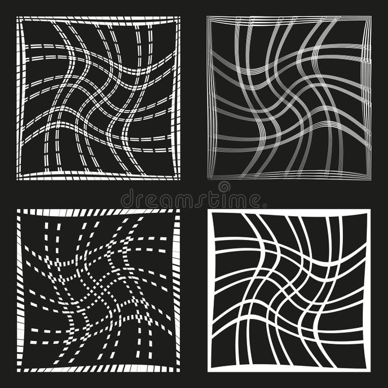 White Wave Icon. Black Background Element. Curved Grid Pattern. Vector ...