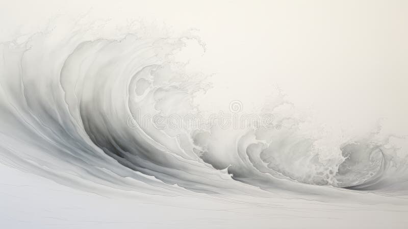 White Wave: a Spectacular Ominous Ocean Wave Drawing on Canvas Stock ...