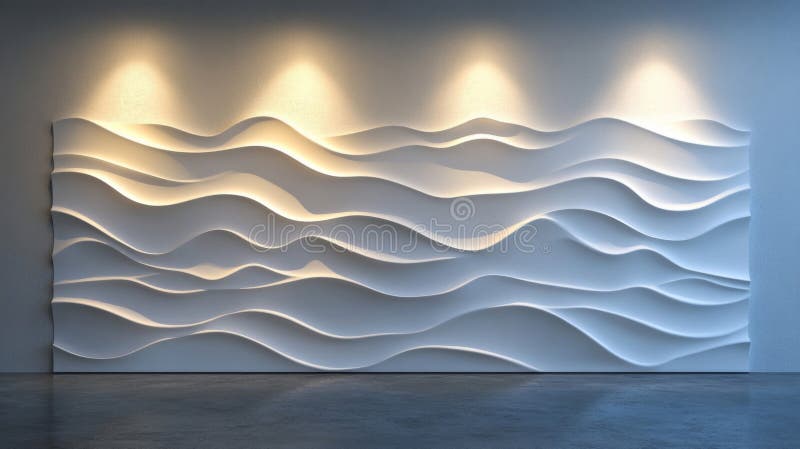 White Wave Wall Panel Interior Design Stock Illustration - Illustration ...