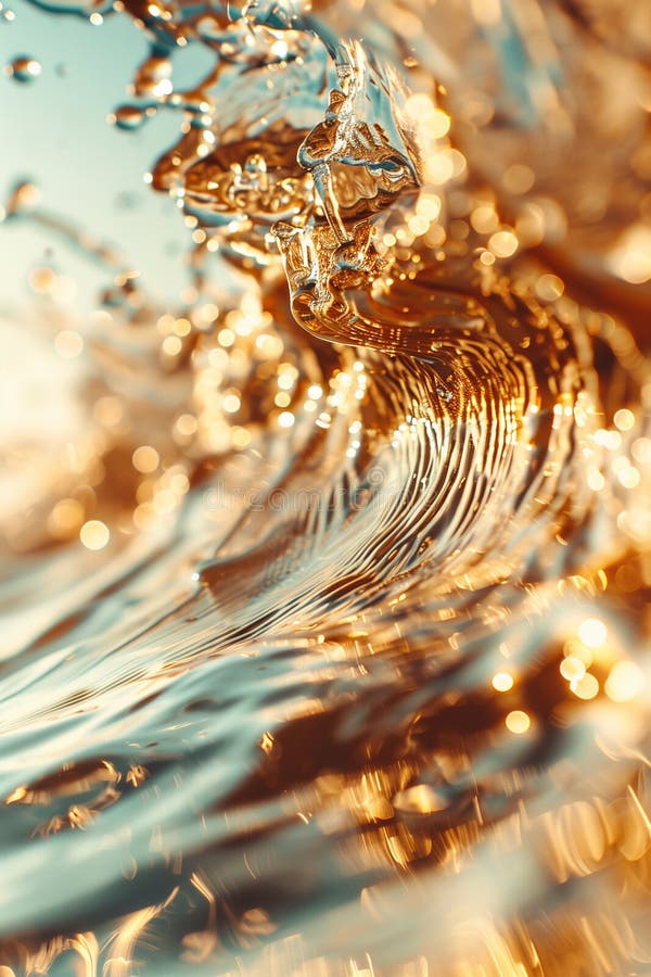 White Waves on Golden,a Dreamy Dance of Soft Light, in the Style of ...