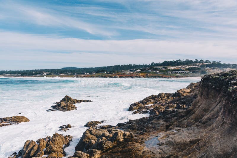 White Waves Hitting Rocks on the Ocean Shore Stock Photo - Image of ...