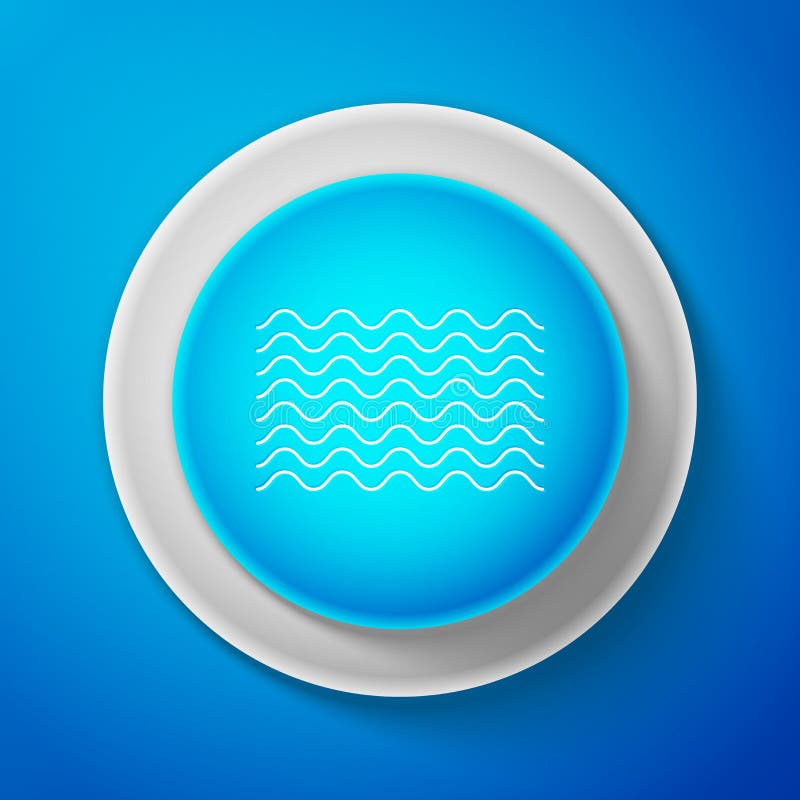 White Waves Icon Isolated on Blue Background. Circle Blue Button with ...