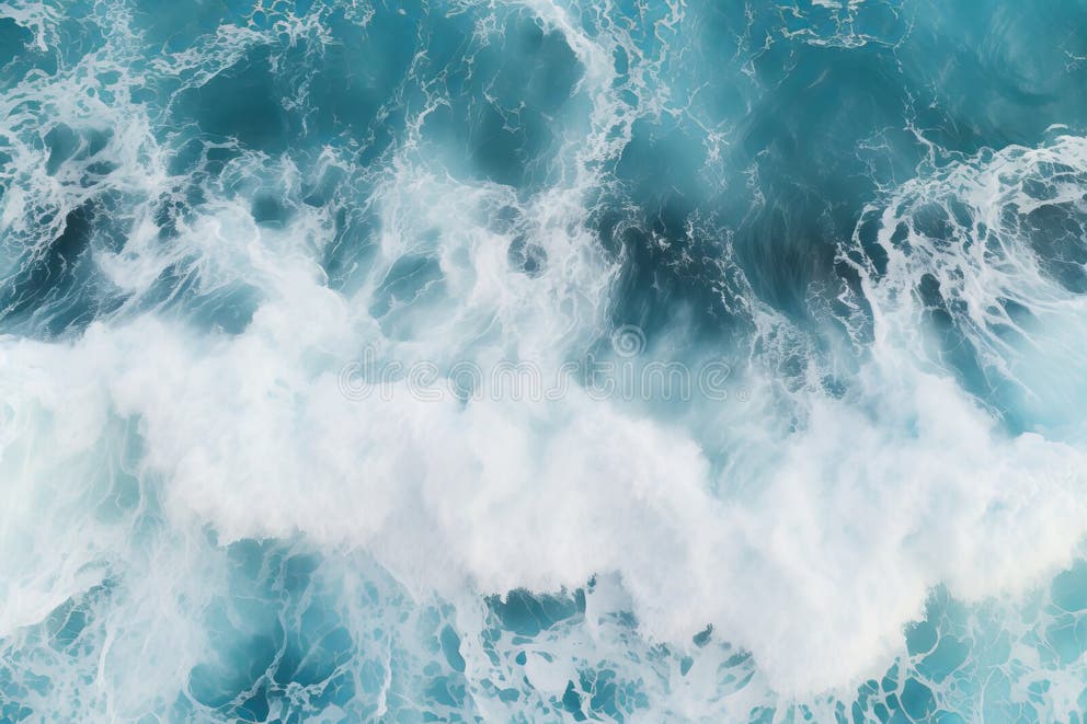 White Waves Splash in the Blue Ocean. Sea Waves Background Stock Photo ...
