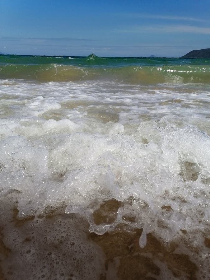 White Waves Splash on the Seashore Stock Image - Image of sand ...