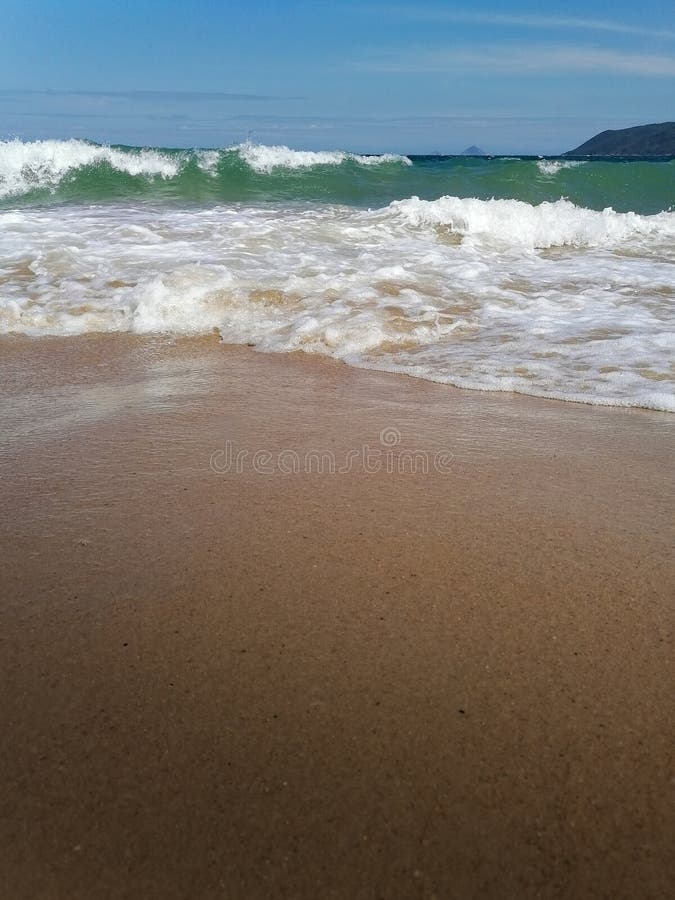 White Waves Splash on the Seashore Stock Photo - Image of wind, cloud ...