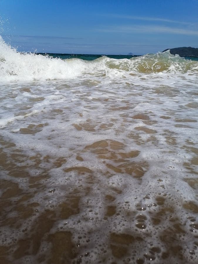 White Waves Splash on the Seashore Stock Photo - Image of freezing ...