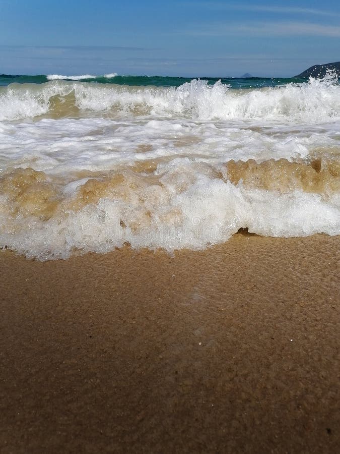 White Waves Splash on the Seashore Stock Photo - Image of sand, beach ...