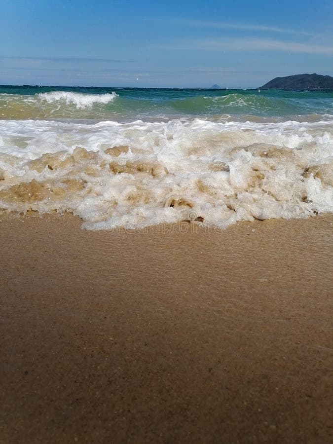 White Waves Splash on the Seashore Stock Photo - Image of seashore ...