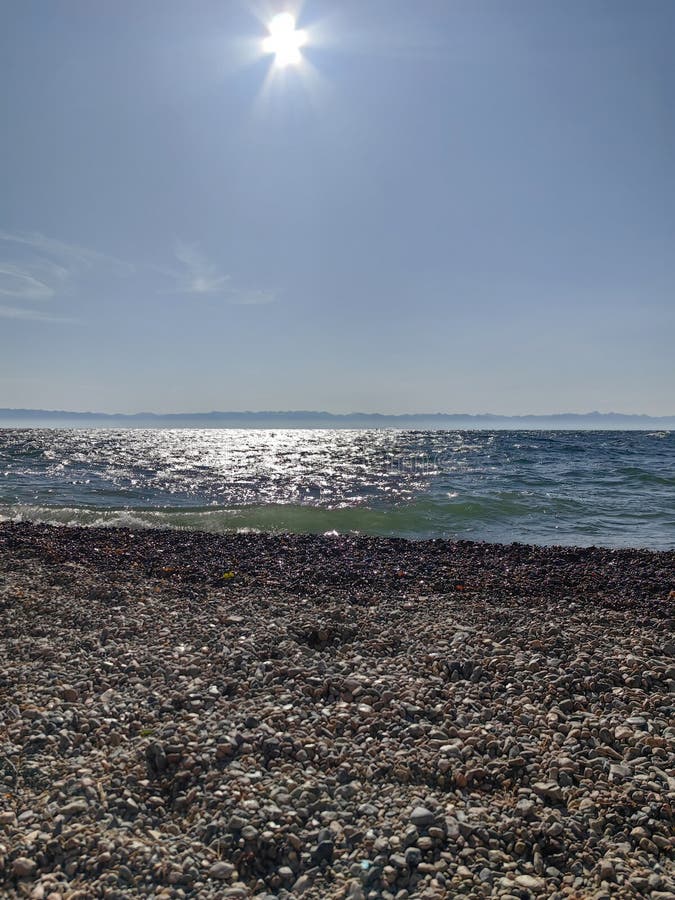White Waves Splash on the Shore of Lake Baikal Stock Photo - Image of ...