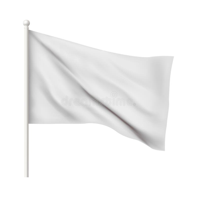 White Waving Flag Vector 3d Template, Clean Horizontal Canvas Promotion ...
