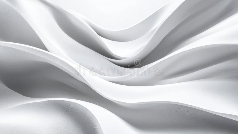 White Wavy Fabric Flows Gracefully, a Smooth Texture Background with ...