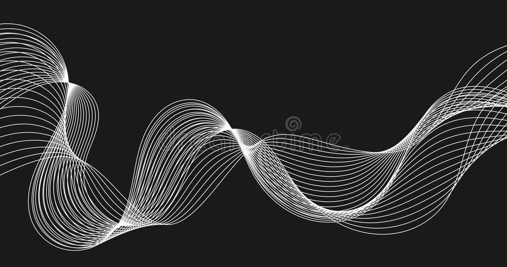 Abstract Wavy Lines on Black Background. Vector Illustration for Your Design Stock Illustration ...
