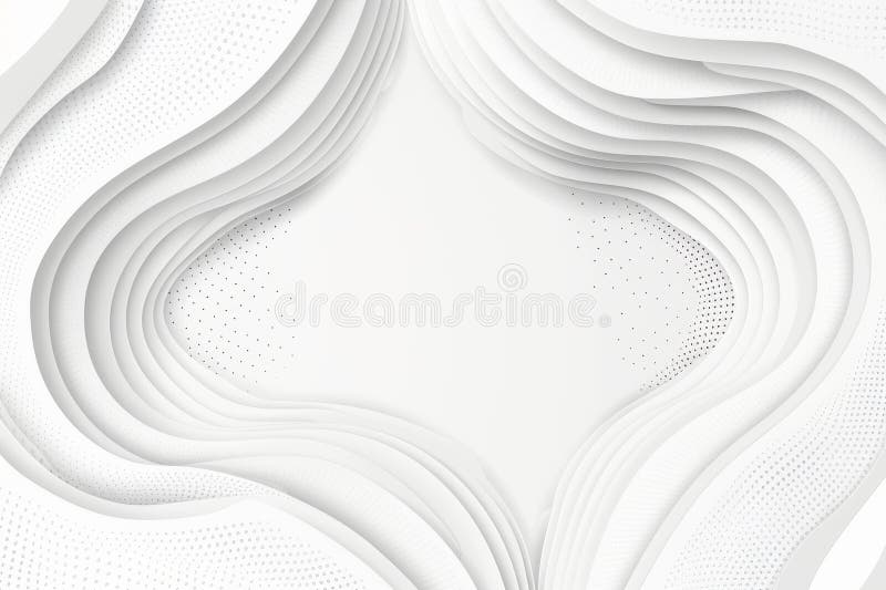 White Wavy Paper Cut Layered Abstract Background with Circular Dots ...