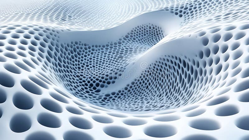 Abstract White Wavy Surface with Perforated Hole Pattern Digital Art ...