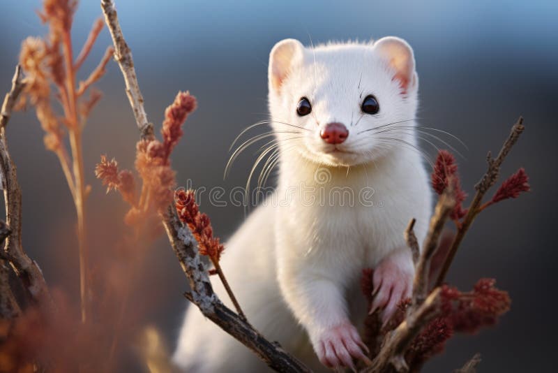 White weasel in nature stock illustration. Illustration of white ...