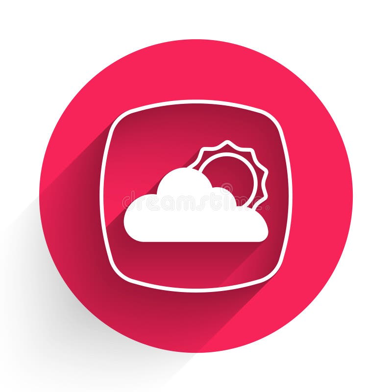 White Weather Forecast Icon Isolated with Long Shadow. Red Circle ...