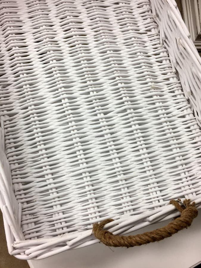 White Weave Basket with Handles Stock Photo - Image of handwork, white ...