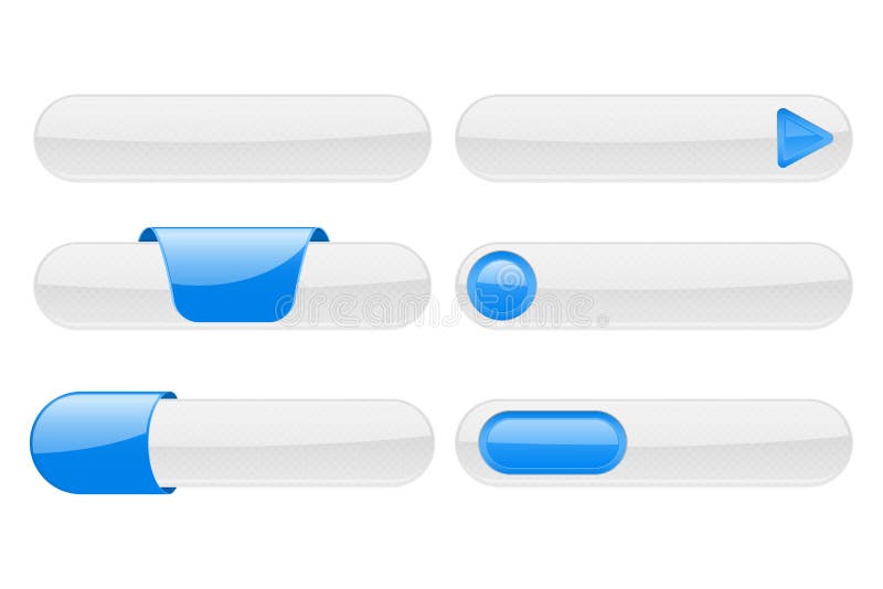 Blue Menu Buttons. Rectangle and Oval 3d Shiny Icons with Reflection ...