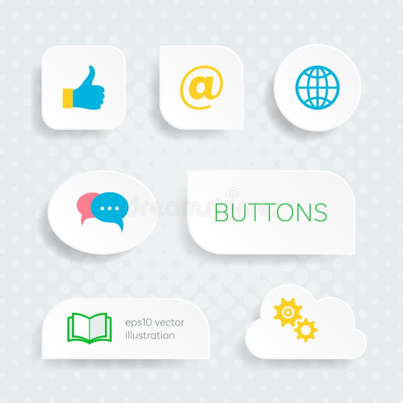 White Web Buttons with Multimedia Icons Stock Vector - Illustration of ...