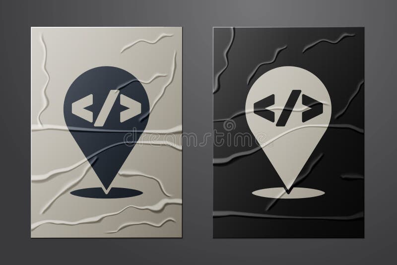 White Web Design and Front End Development Icon Isolated on Crumpled ...