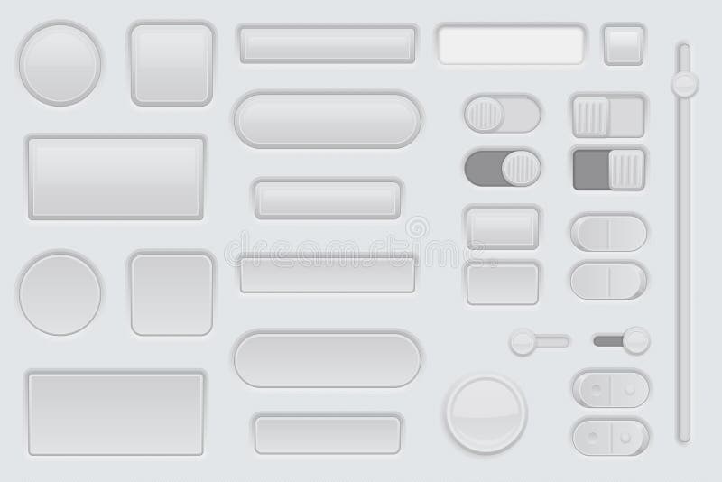 White Web Interface Buttons Set. 3d Icons Stock Vector - Illustration ...