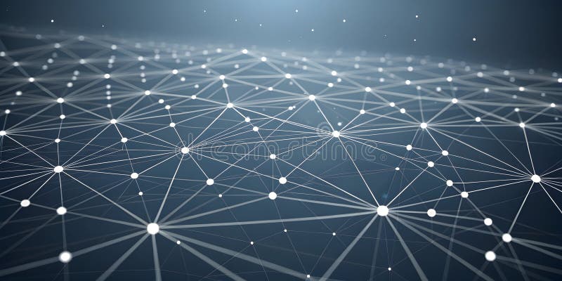 White Web of Lines and Nodes on Black Background Stock Illustration ...