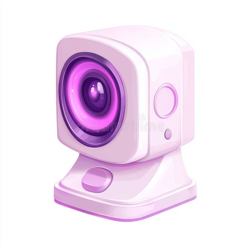 White Webcam with a Purple Light Ring. Stock Illustration ...
