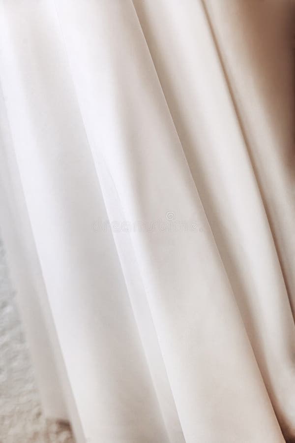 White Wedding Chiffon Half-sewn Dresses Close-up, Fabric Texture with ...