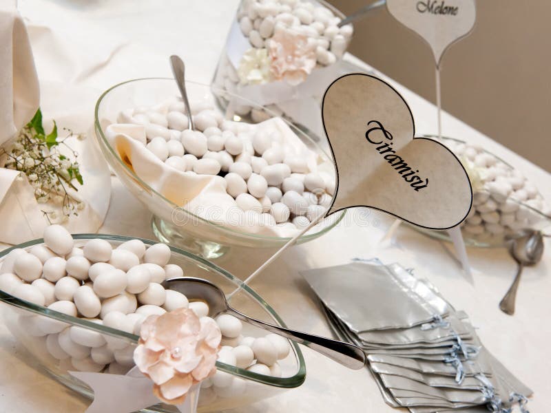 White Wedding Confetti Buffet Stock Image - Image of candy, confetti ...