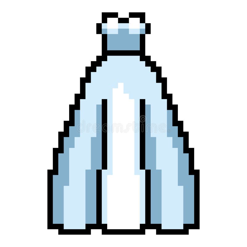 White Wedding Dress Isolated Pixel Art Icon Stock Illustration ...