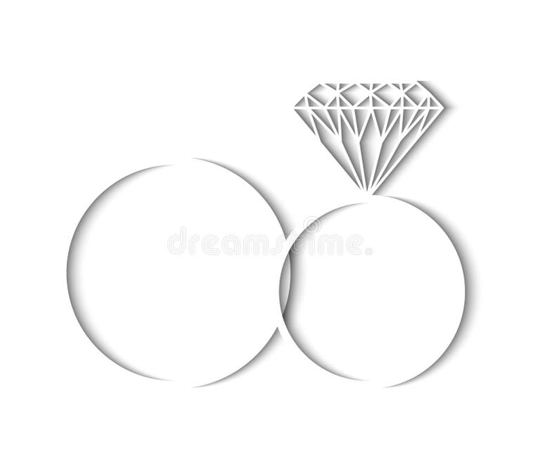 White Wedding Rings with Shadows on White Background Stock Illustration ...