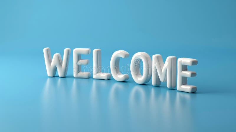 White Welcome Text on a Blue Background. Inviting White Welcome Text on ...
