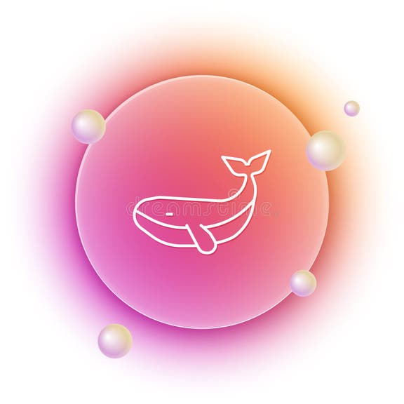 White Whale Icon Isolated on White Background. Orange and Pink Gradient Circle Background Stock ...