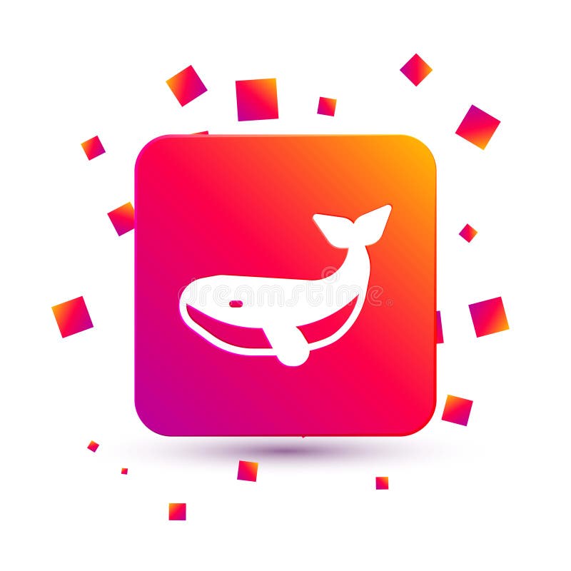 White Whale Icon Isolated on White Background. Square Color Button ...