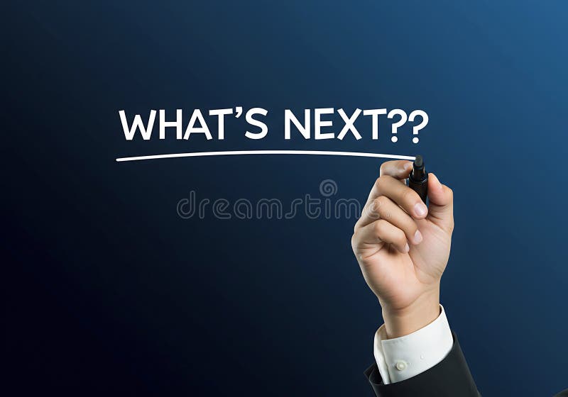 White Text What Next on Blue Wall for Motivation and Future Goals Stock ...