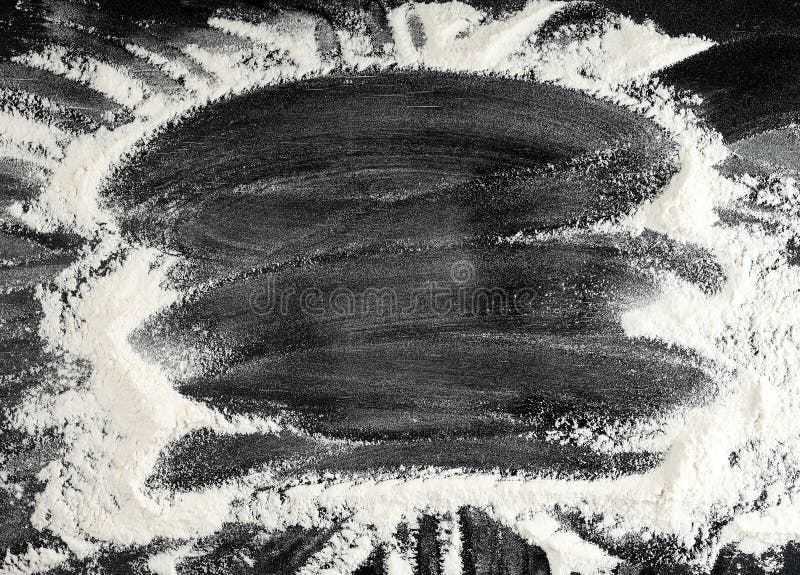 White Wheat Flour Scattered on a Black Table Stock Photo - Image of ...