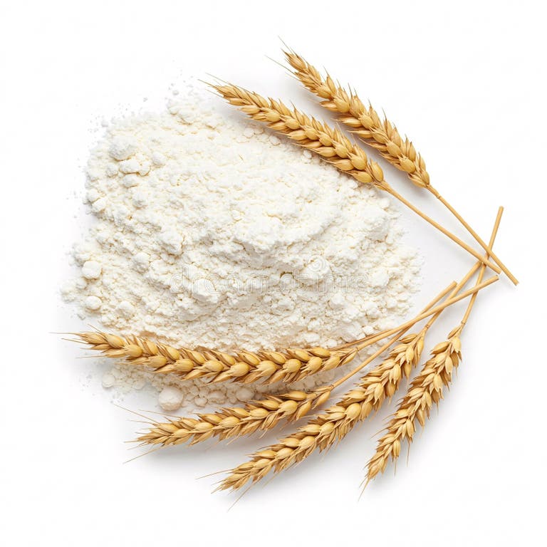 White Wheat Flour with Several Wheat Ears, Basic Ingredient for Baking Stock Illustration ...