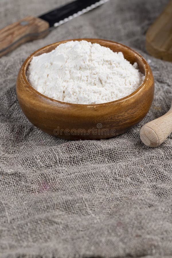 Wheat Flour with Bran for Cooking Bread Stock Photo - Image of plate ...