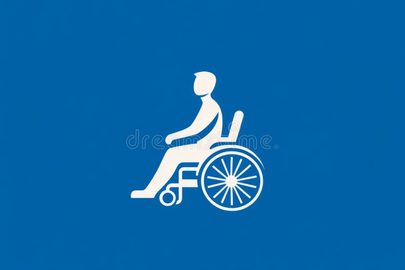 White Wheelchair Access Symbol on Blue Background Representing ...