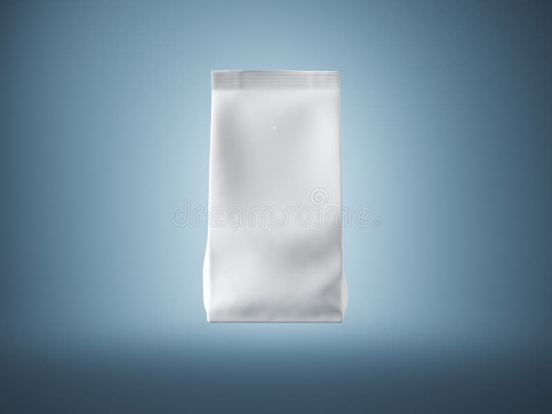 White White Paper Package. Blue Background, Front View. 3d Render Stock ...