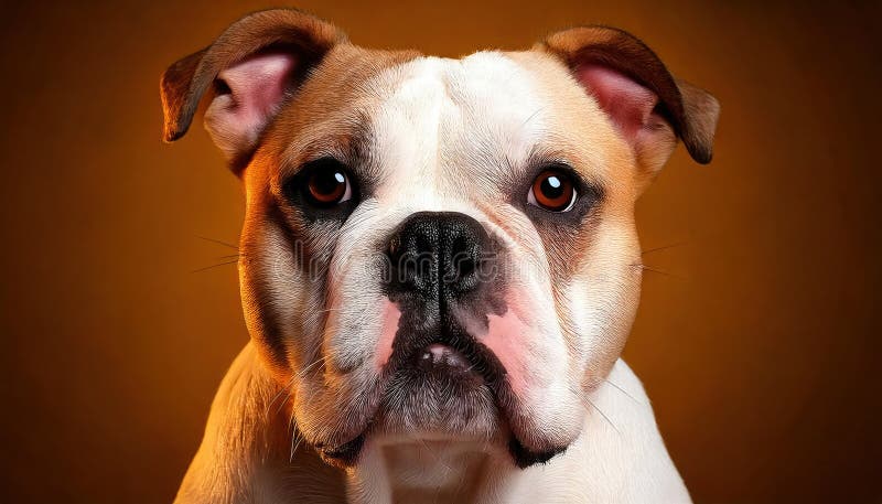 White Whole Body Visible Bulldog Looking Directly at the Camera, Stock ...