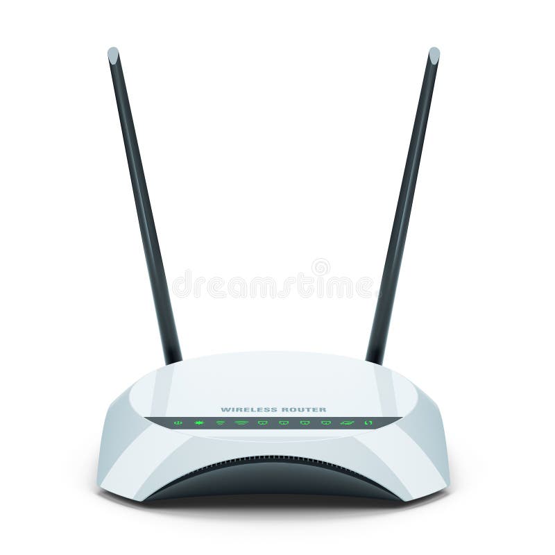 Wi-Fi Wireless Router on Wooden Table Stock Illustration - Illustration ...