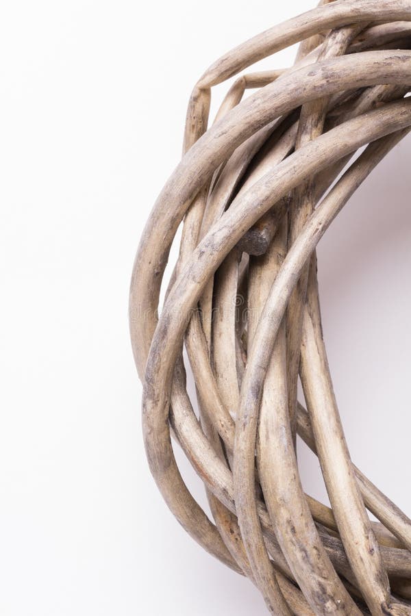 White Wicker Wreath Decorated Without Any Decoration. Flat Lay. Stock ...