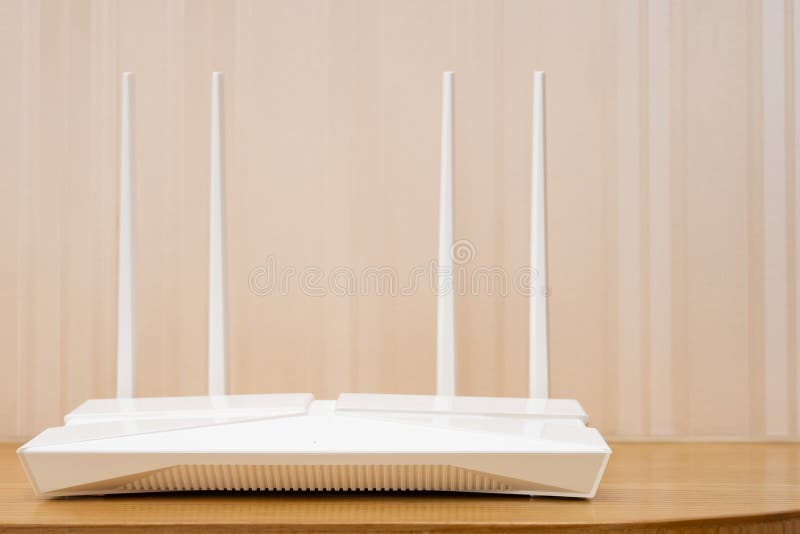White Wifi Router on a Table Stock Image - Image of communication ...