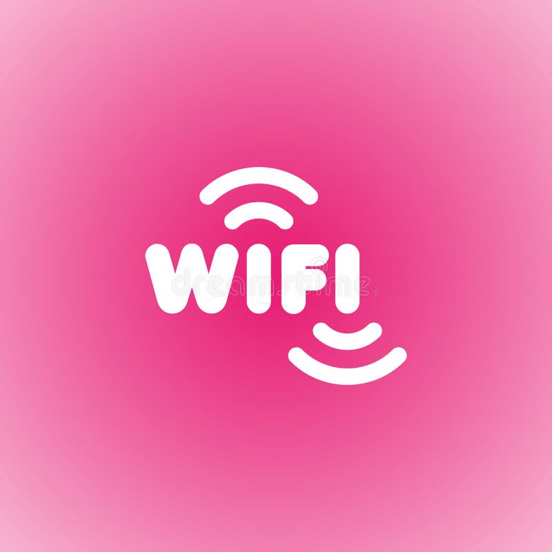 White Wifi Sign. Pink Background. Vector Illustration, Flat Design ...