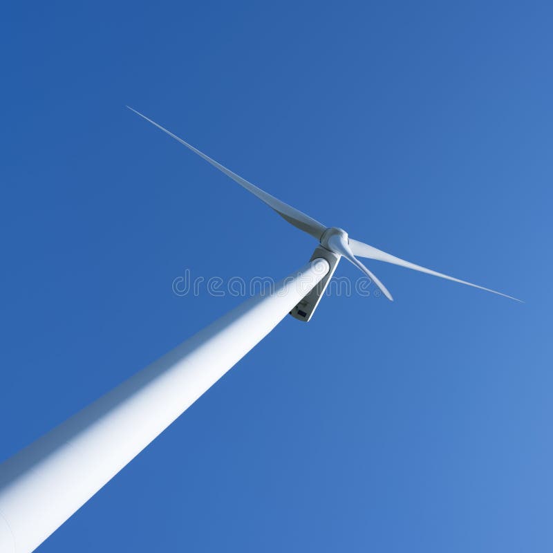 White Wind Turbine Against Blue Sky Stock Photo - Image of turbine ...