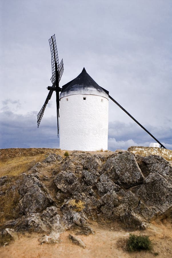 White windmill stock image. Image of hill, grass, white - 7107999