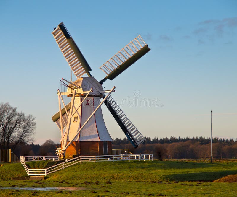 White Windmill Against Blue Sky Stock Image - Image of fresh, landmark ...
